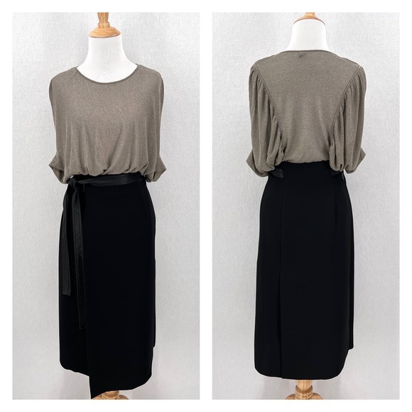 COS | Tops | Cos Stores Draped Tunic Top Womens Medium Tan Black Mrl ...